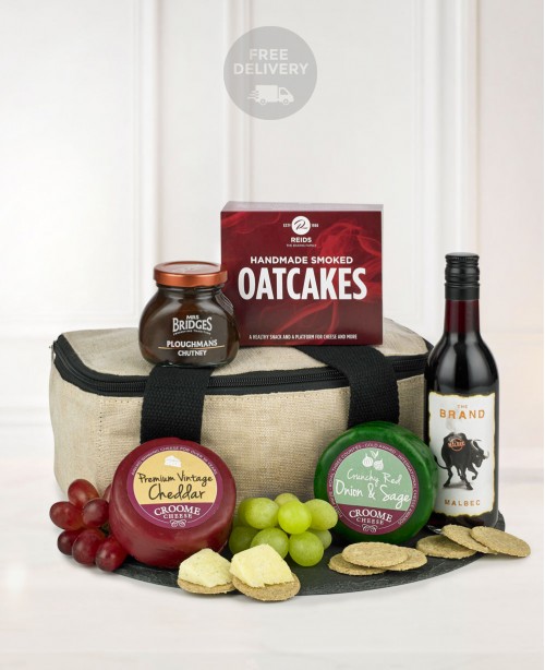 Cheese and Wine Spring Picnic Gift Hampe... (Cheese Hamper)